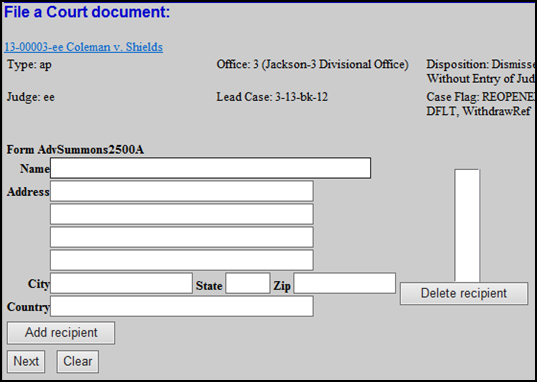 Summons - Reissued/Alias Summons